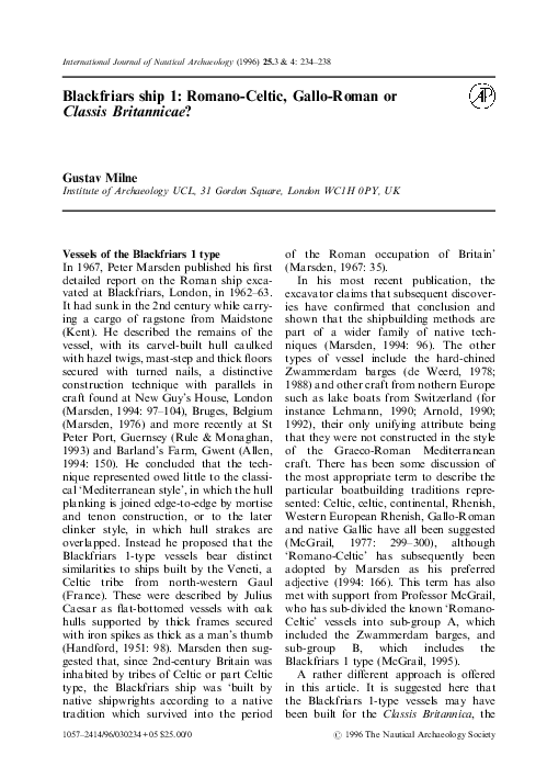 (PDF) Blackfriars ship 1: Romano-Celtic, Gallo-Roman or Classis ...