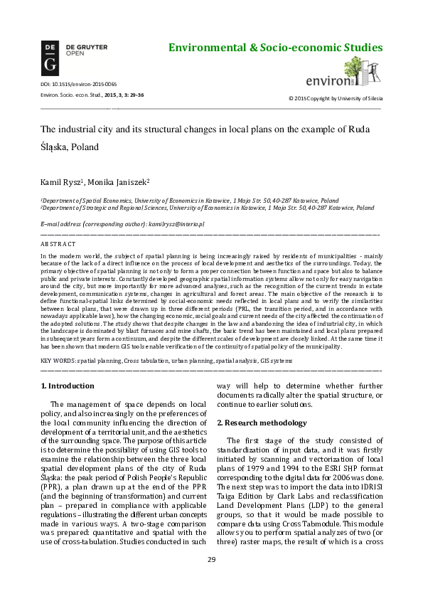 (PDF) The industrial city and its structural changes in local plans on ...