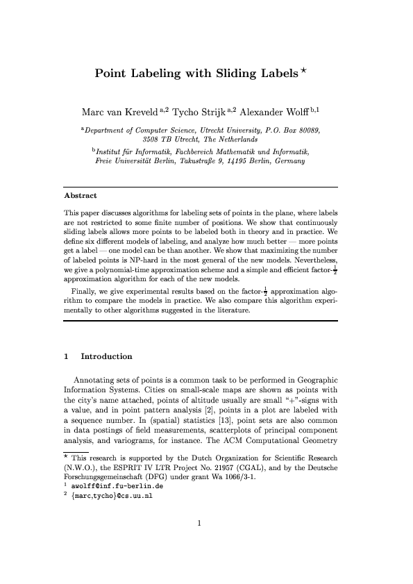 (PDF) Point labeling with sliding labels | Marc Van Kreveld - Academia.edu