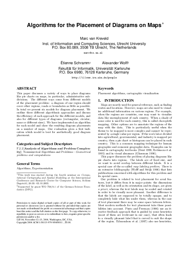 (PDF) Algorithms for the placement of diagrams on maps