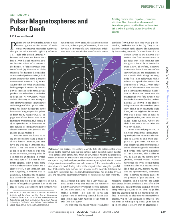 (PDF) ASTRONOMY: Pulsar Magnetospheres and Pulsar Death