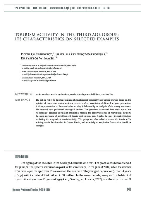 (PDF) Tourism Activity in the Third Age Group: its Characteristics on ...