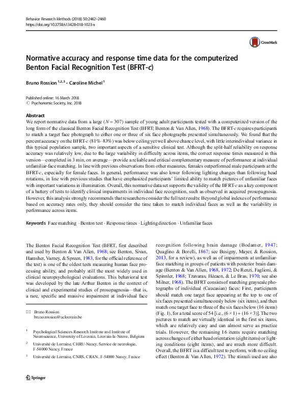 (PDF) Normative accuracy and response time data for the computerized ...