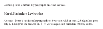 (PDF) Coloring Four-uniform Hypergraphs on Nine Vertices