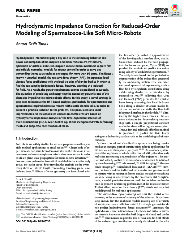 (PDF) Hydrodynamic Impedance Correction for Reduced-Order Modeling of Spermatozoa-Like Soft ...