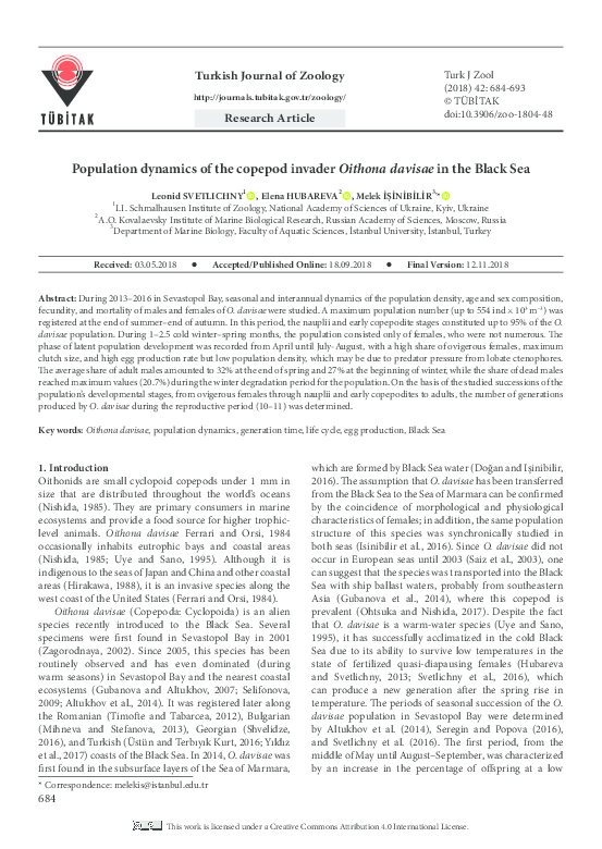 (PDF) Population dynamics of the copepod invader Oithona davisae in the Black Sea
