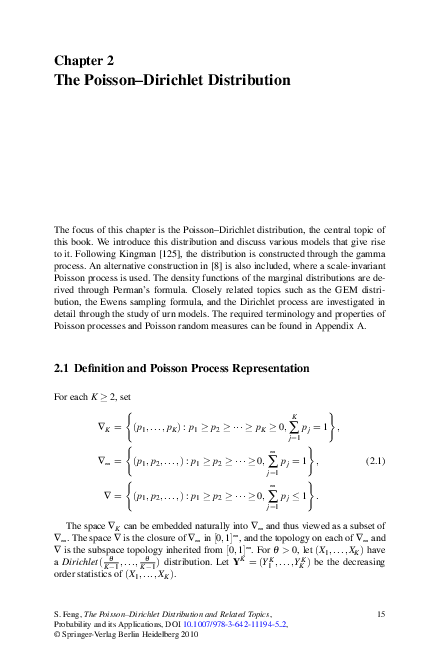 (PDF) The Poisson–Dirichlet Distribution