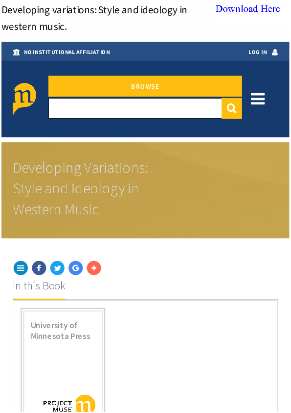(PDF) Developing Variations: Style and Ideology in Western Music