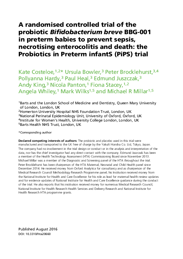 (PDF) A randomised controlled trial of the probiotic Bifidobacterium ...