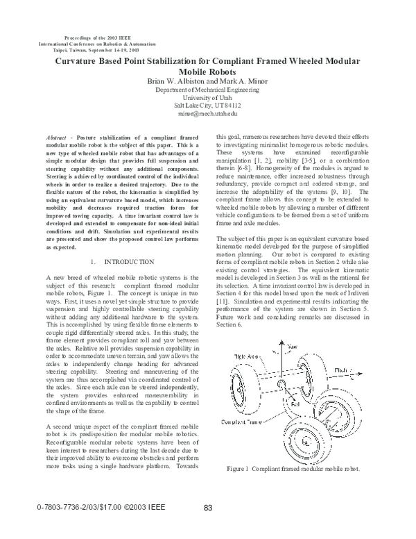 (PDF) Curvature based point stabilization for compliant framed wheeled ...