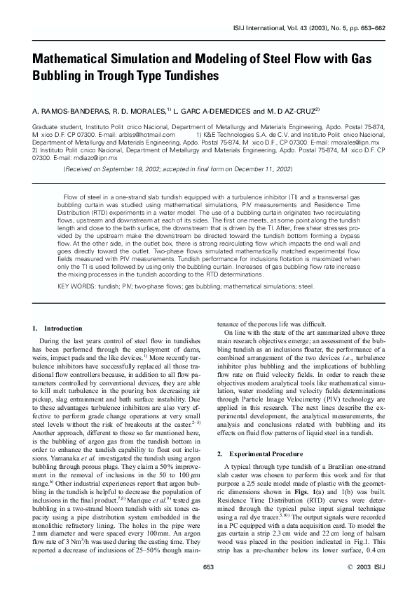 (PDF) Mathematical Simulation and Modeling of Steel Flow with Gas ...