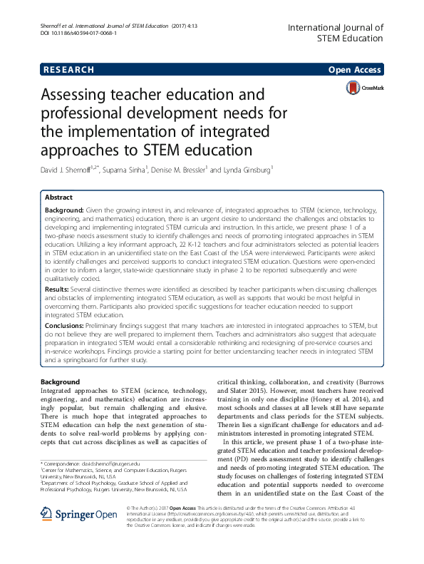 (PDF) Assessing teacher education and professional development needs ...