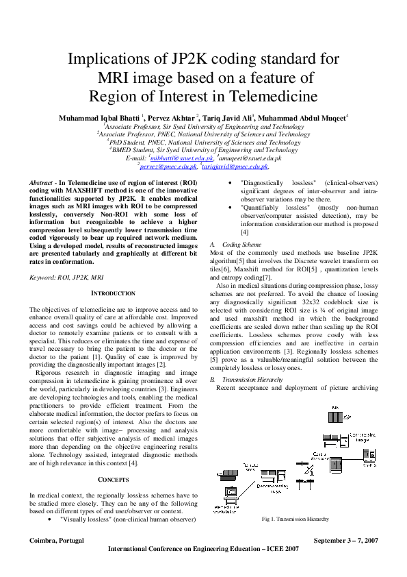 (PDF) Implications of JP2K coding standard for MRI image based on a ...