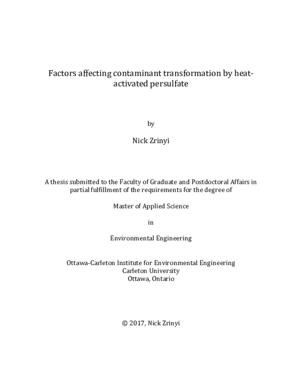 (PDF) Factors affecting contaminant transformation by heat-activated ...