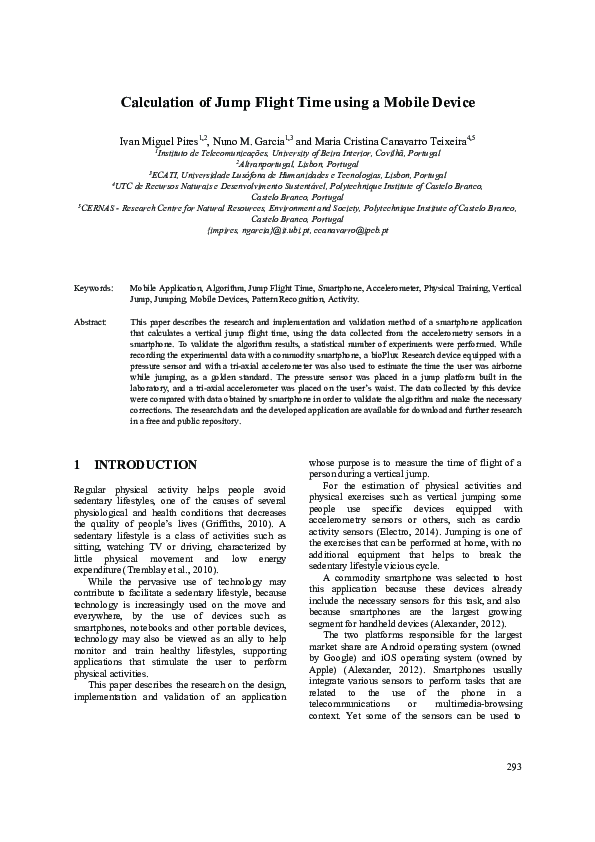 (PDF) Calculation of Jump Flight Time using a Mobile Device