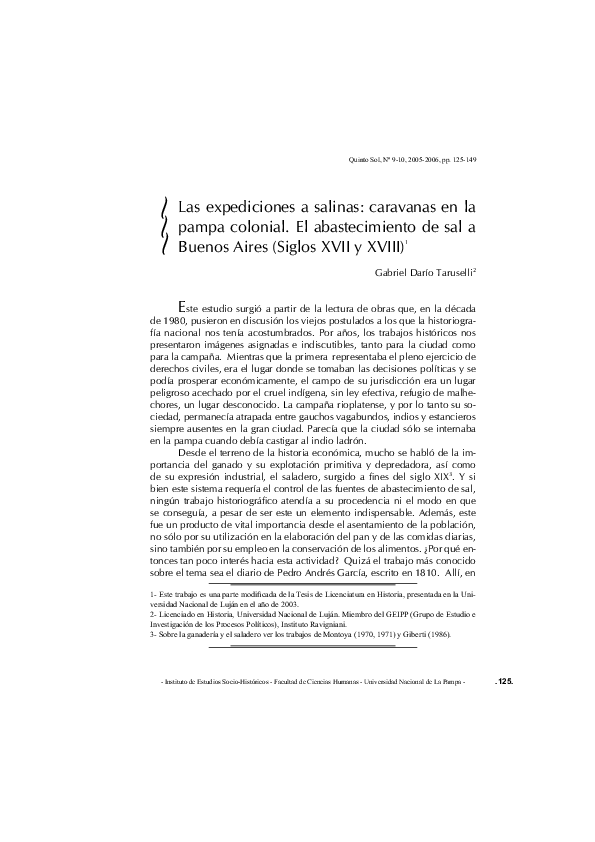 (PDF) Las expediciones a salinas: caravanas en la pampa colonial. El ...