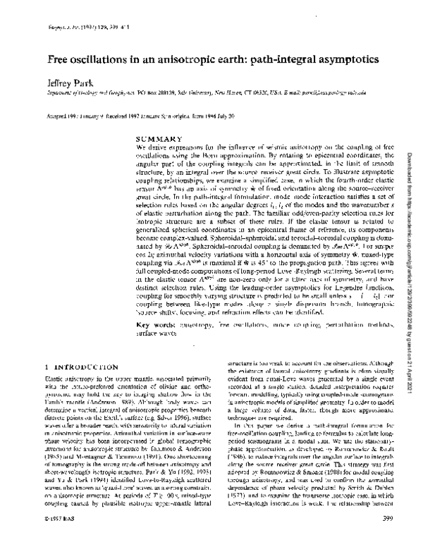(PDF) Free oscillations in an anisotropic earth: path-integral asymptotics
