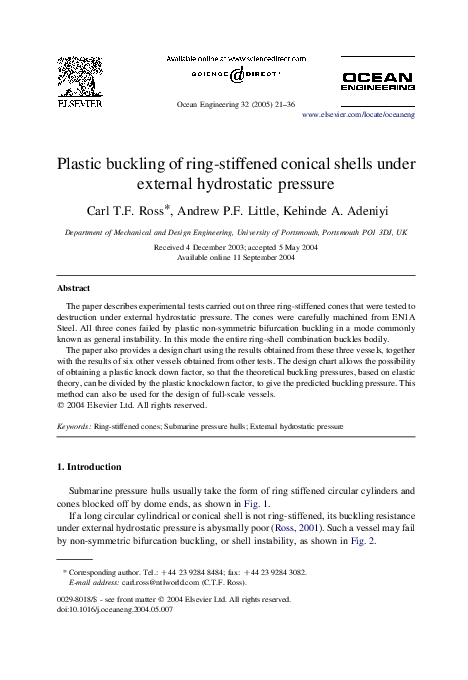 (PDF) Plastic buckling of ring-stiffened conical shells under external ...