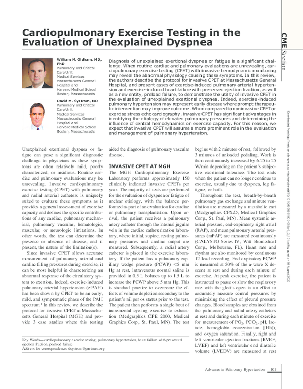 (PDF) Cardiopulmonary exercise testing in the evaluation of patients ...