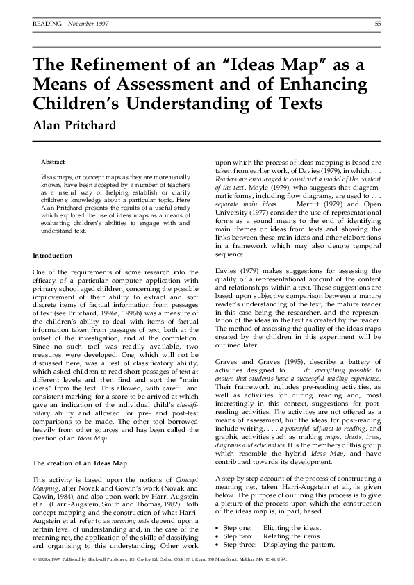 (PDF) The Refinement of an "Ideas Map" as a Means of Assessment and of ...