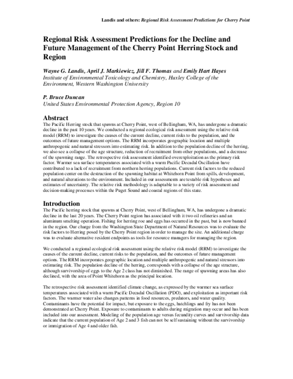 (PDF) Landis and others: Regional Risk Assessment Predictions for Cherry Point Regional Risk ...