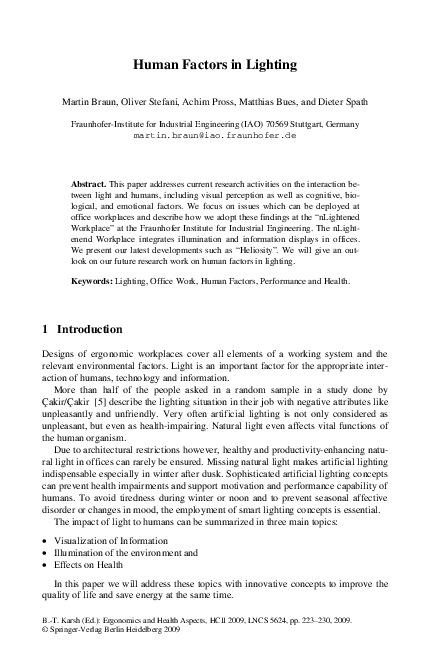(PDF) Human Factors in Lighting