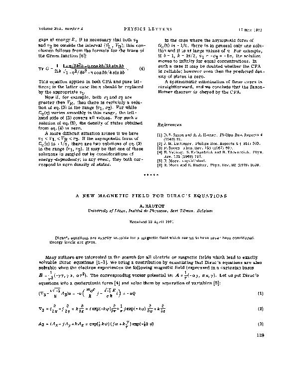 (PDF) A new magnetic field for Dirac's equations