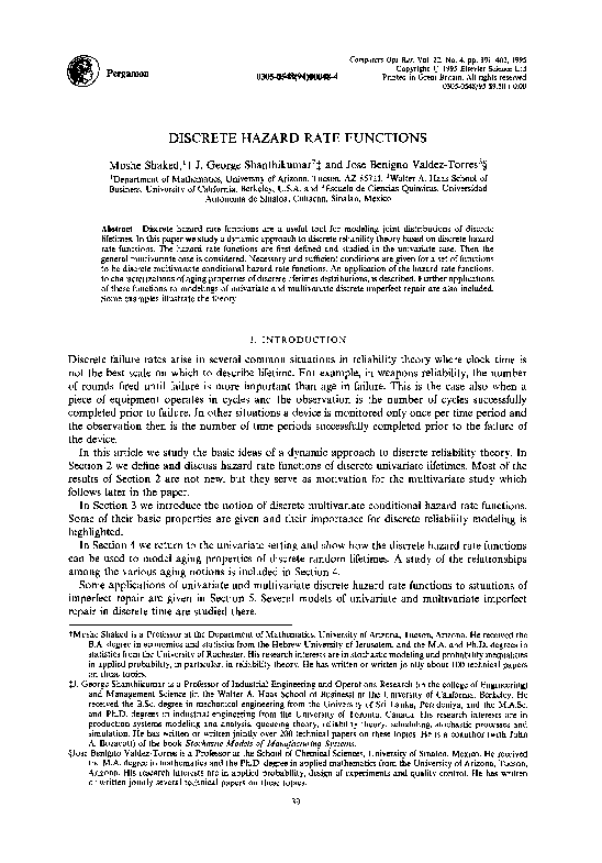 (PDF) Discrete hazard rate functions