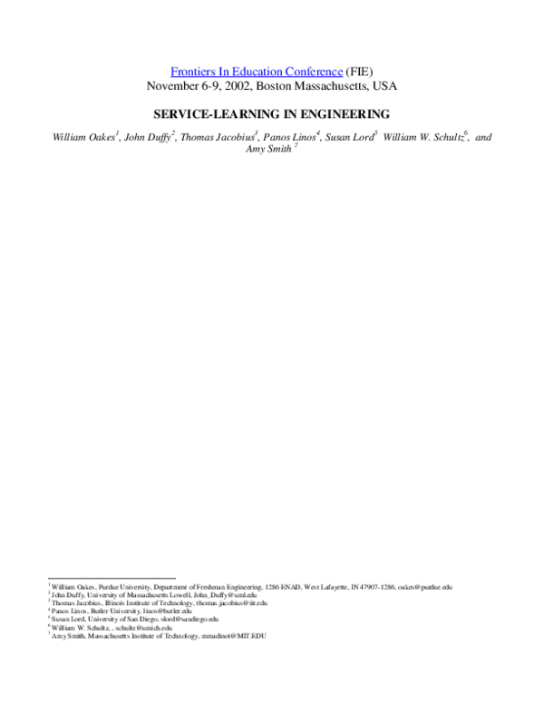 (PDF) Service-learning in engineering