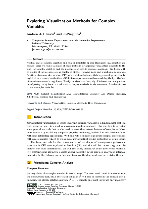 (PDF) Exploring Visualization Methods for Complex Variables