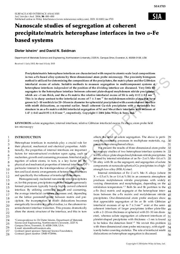 (PDF) Surface and Interface Analysis