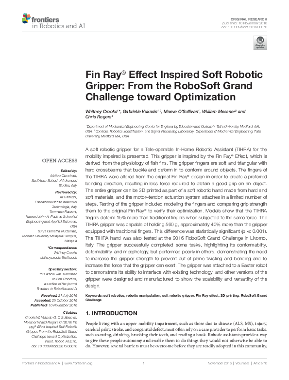 (PDF) Fin Ray® Effect Inspired Soft Robotic Gripper: From the RoboSoft ...