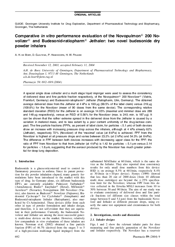(PDF) Comparative in vitro performance evaluation of the Novopulmon 200 ...