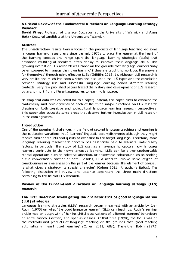 (PDF) A Critical Review of the Fundamental Directions on Language ...