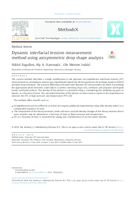 (PDF) Dynamic interfacial tension measurement method using axisymmetric drop shape analysis
