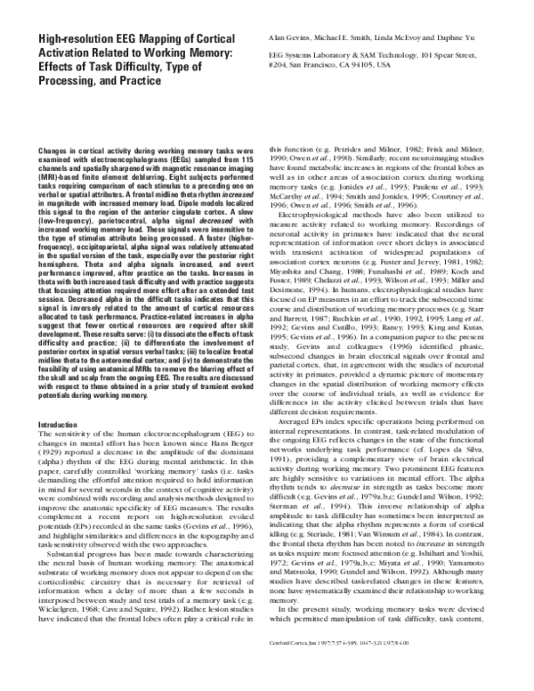 (PDF) High-resolution EEG mapping of cortical activation related to working memory: effects of ...