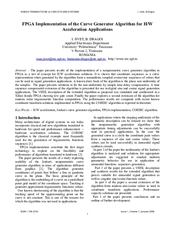 (PDF) FPGA Implementation of the Curve Generator Algorithm for H/W ... (PDF) FPGA Implementation of the Curve Generator Algorithm for H/W ...