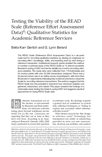 (PDF) Testing the Viability of the READ Scale (Reference Effort ...