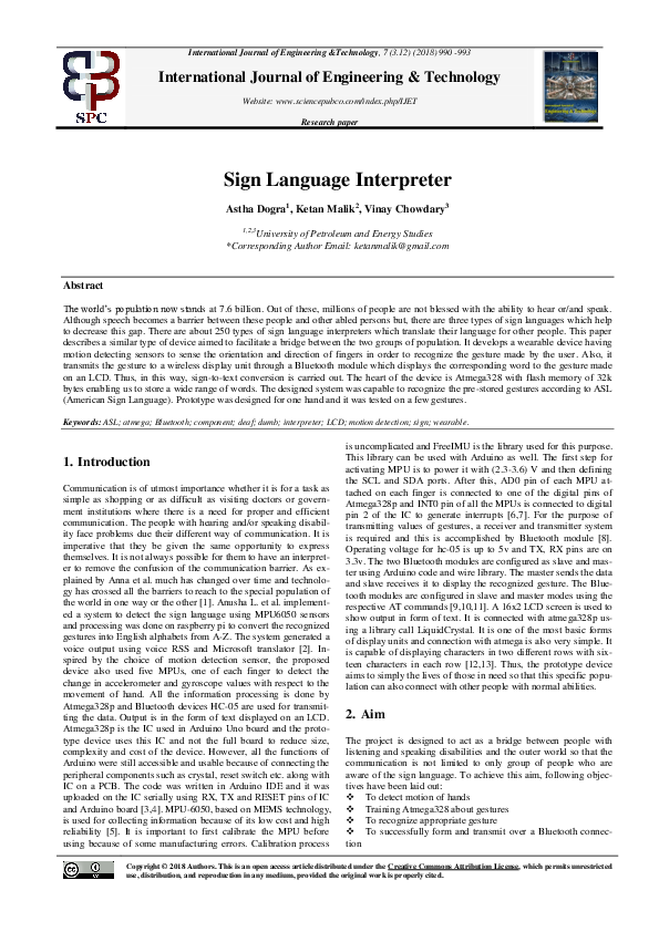 (PDF) Sign Language Interpreter