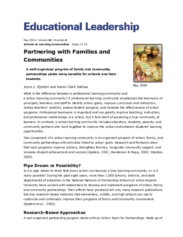 (PDF) Partnering with Families and Communities A well-organized program ...
