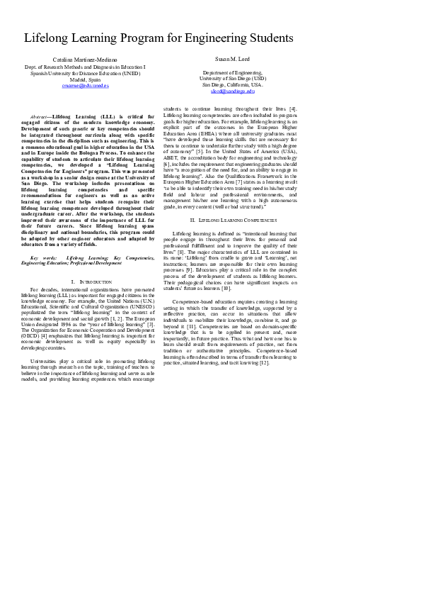 (PDF) Lifelong Learning Program for engineering students