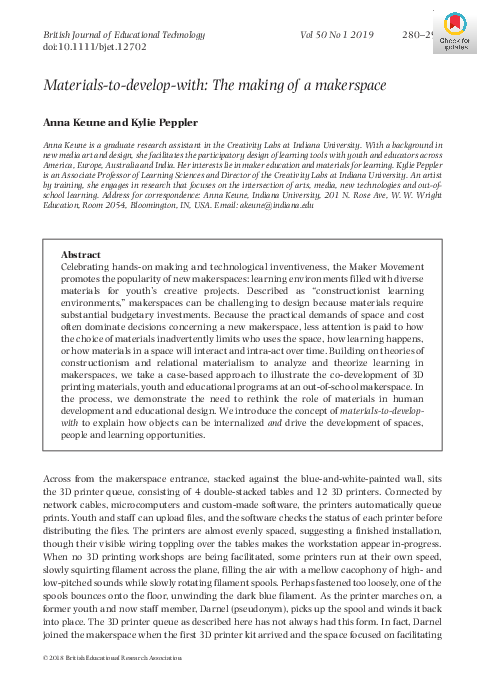(PDF) Materials-to-develop-with: The making of a makerspace