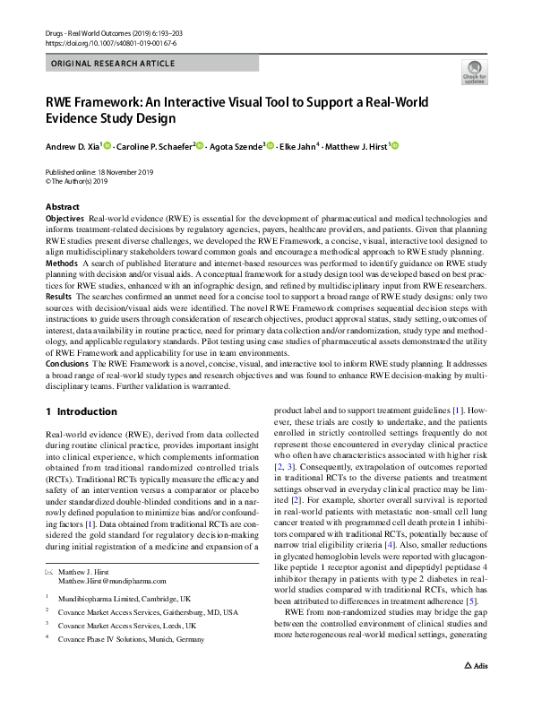 (PDF) RWE Framework: An Interactive Visual Tool to Support a Real-World ...