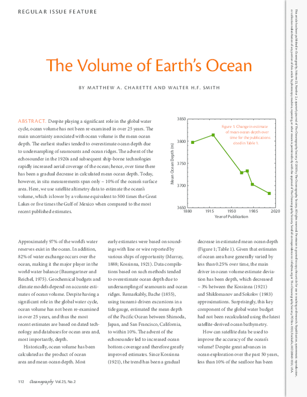 (PDF) The Volume of Earth’s Ocean
