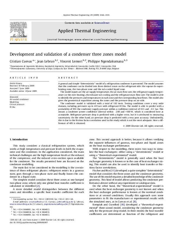(PDF) Development and validation of a condenser three zones model
