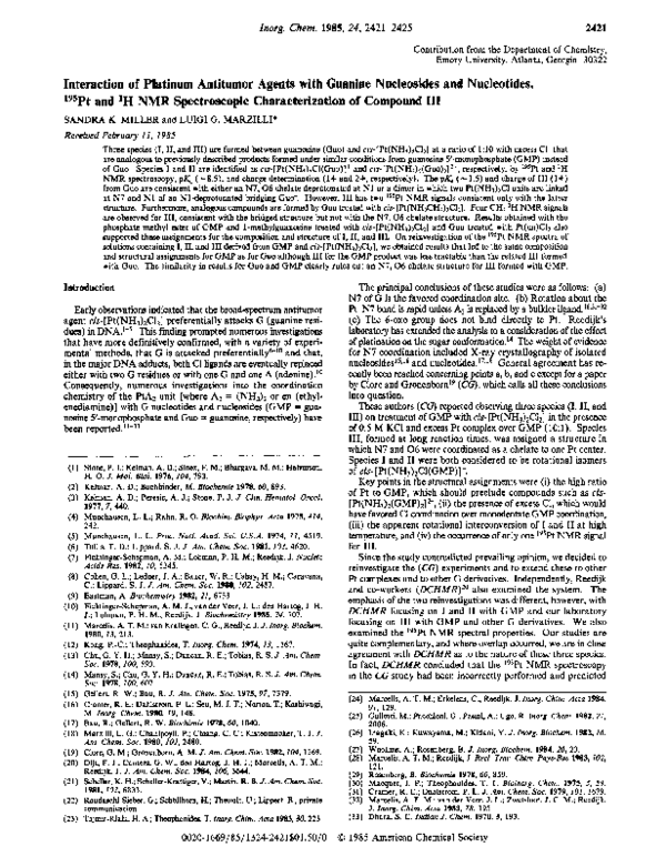 (PDF) Interaction of platinum antitumor agents with guanine nucleosides ...