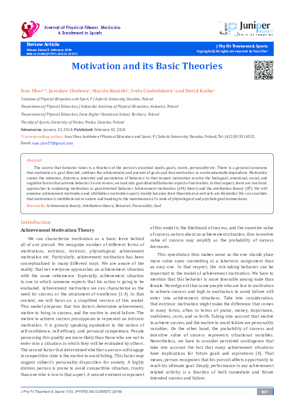(PDF) Motivation and its Basic Theories