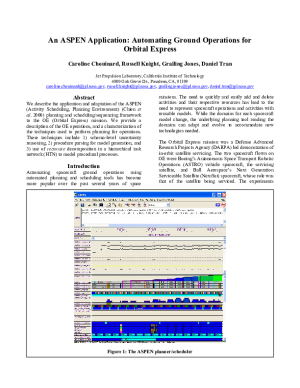(PDF) An ASPEN Application: Automating Ground Operations for Orbital ...