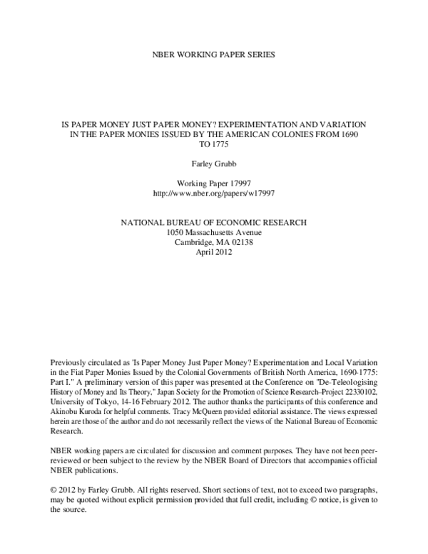 (PDF) Is Paper Money just Paper Money/ Experimentation and Local ...