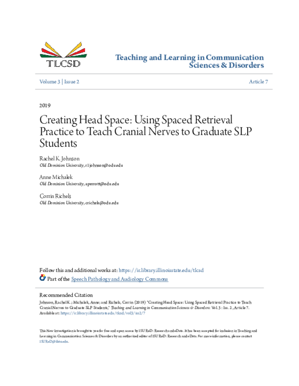 (PDF) Creating Head Space: Using Spaced Retrieval Practice to Teach ...